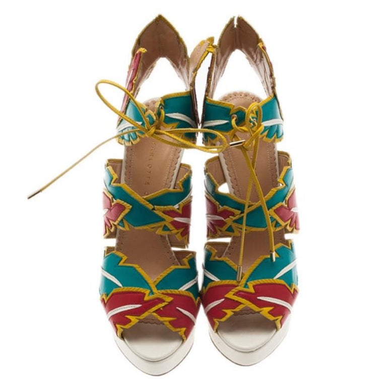 Charlotte Olympia Multicolor Leather Cherokee Platform Sandals Size 38 ...