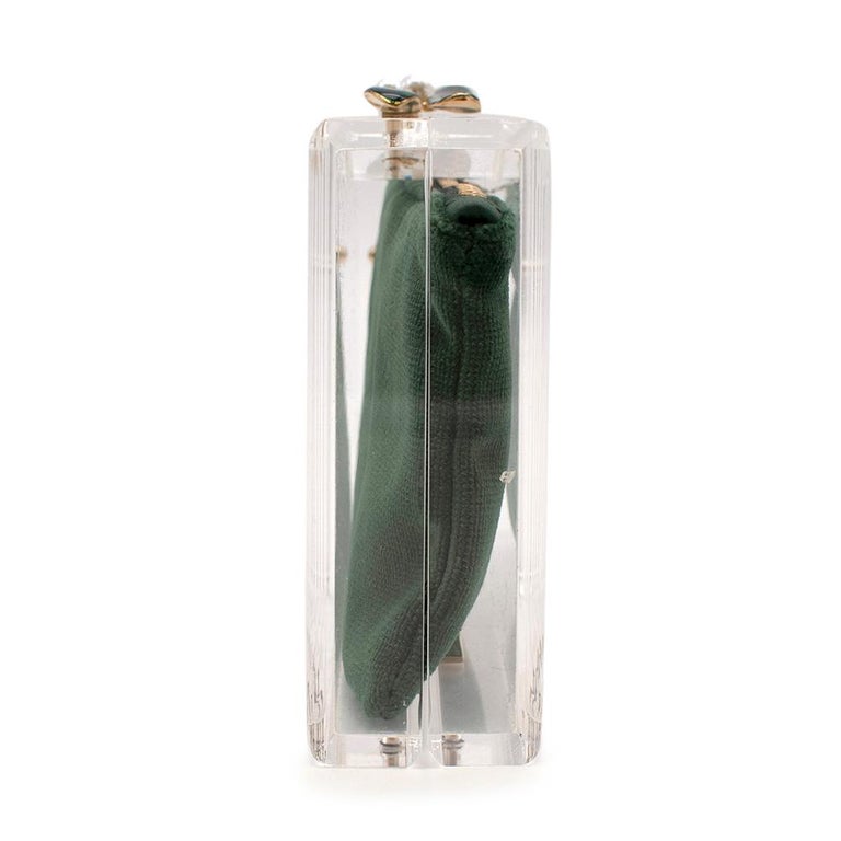 Charlotte Olympia Perspex Clutch with Emerald Velvet Pouch at 1stDibs