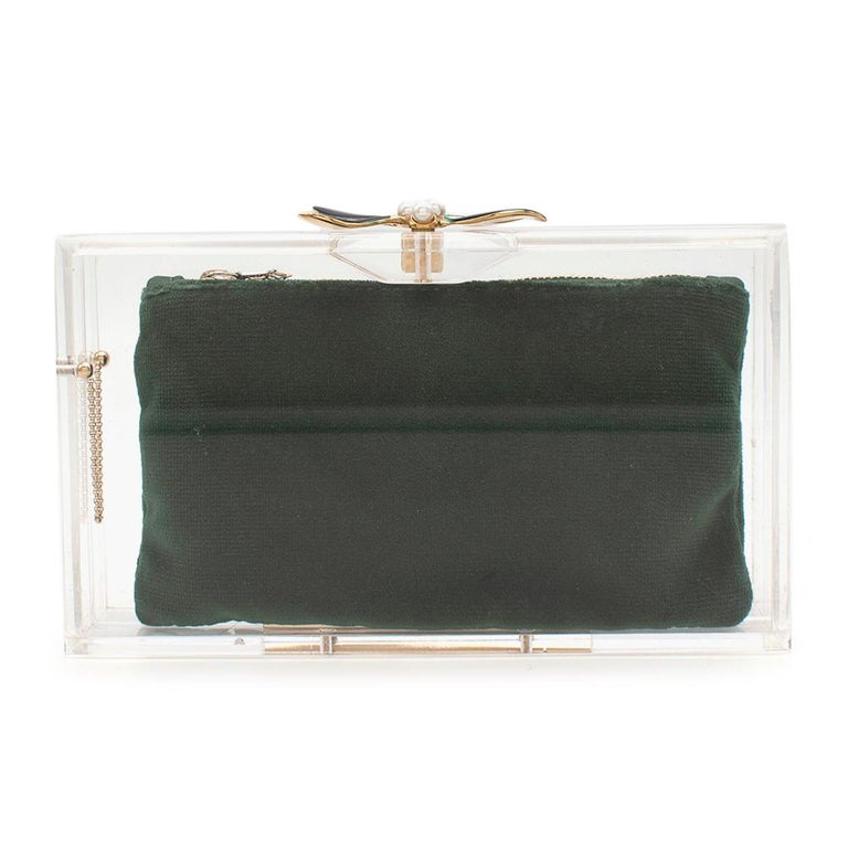Charlotte Olympia Perspex Clutch with Emerald Velvet Pouch at 1stDibs