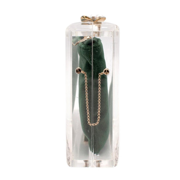 Charlotte Olympia Perspex Clutch with Emerald Velvet Pouch at 1stDibs