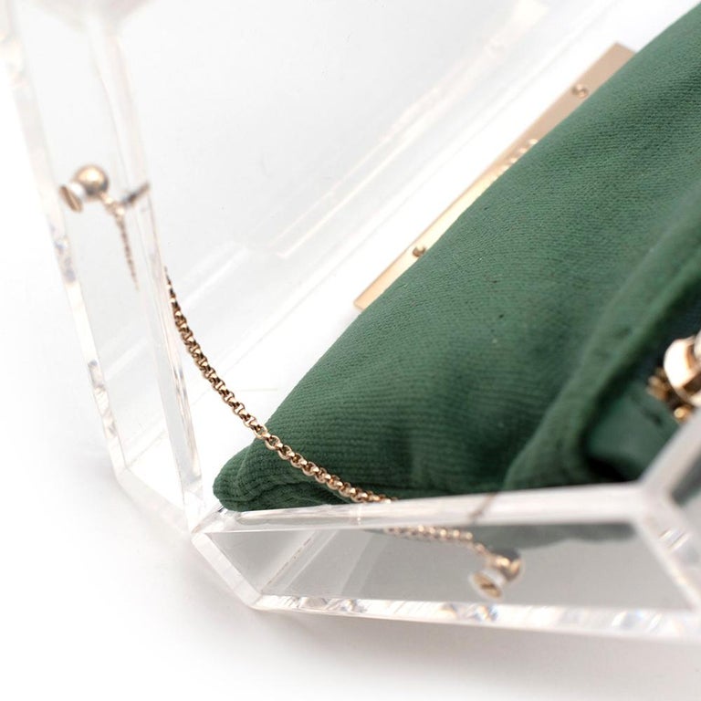 Charlotte Olympia Perspex Clutch with Emerald Velvet Pouch at 1stDibs