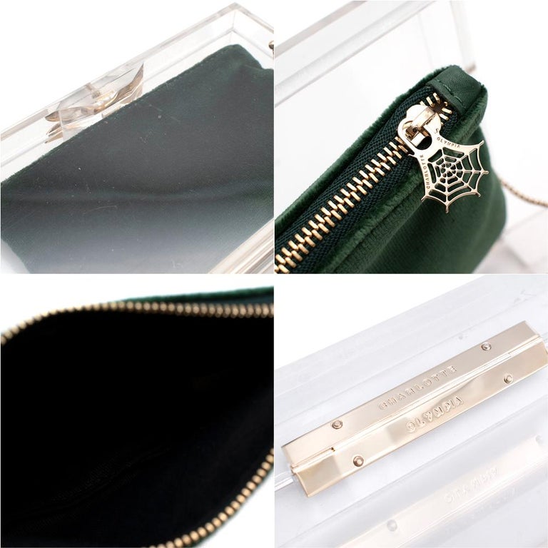 Charlotte Olympia Perspex Clutch with Emerald Velvet Pouch at 1stDibs