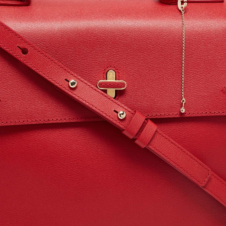 Charlotte Olympia Red Leather Bogart Top Handle Bag For Sale at 1stDibs