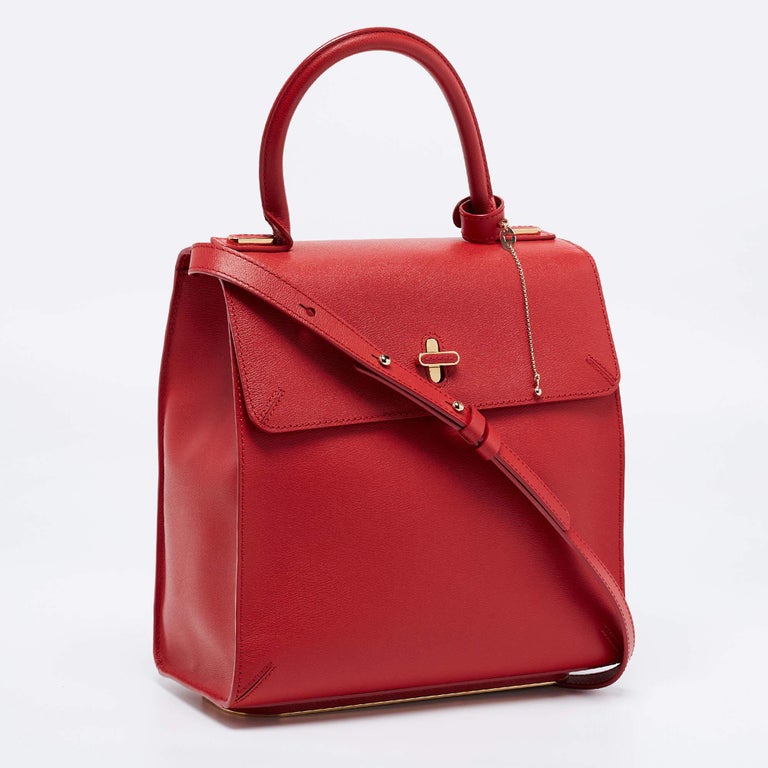 Charlotte Olympia Red Leather Bogart Top Handle Bag For Sale at 1stDibs