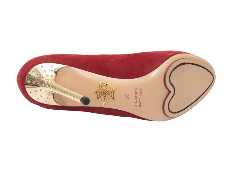 Charlotte Olympia Red Suede Taurus Pumps For Sale at 1stDibs