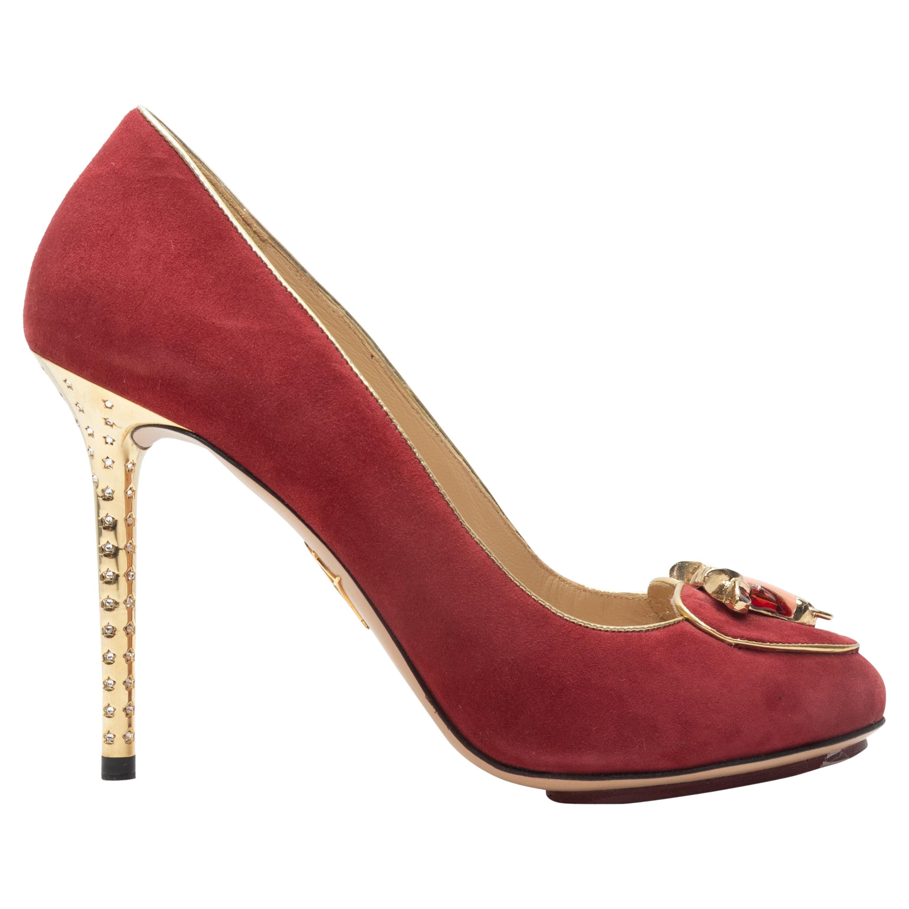 Charlotte Olympia Red Suede Taurus Pumps For Sale at 1stDibs