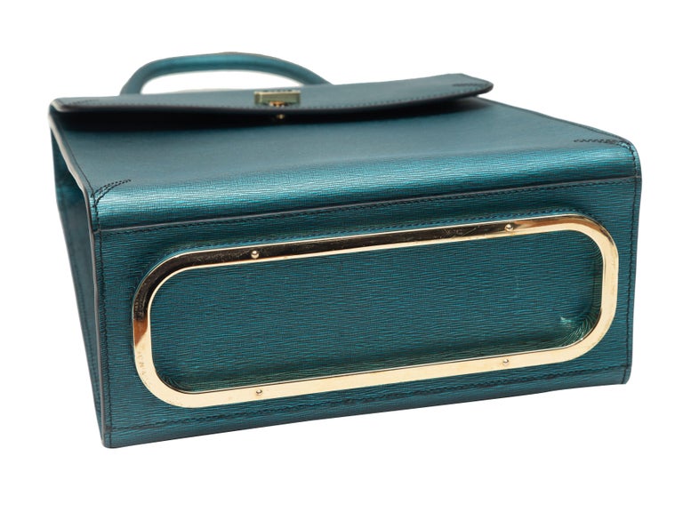 Charlotte Olympia Teal Leather Handbag For Sale at 1stDibs