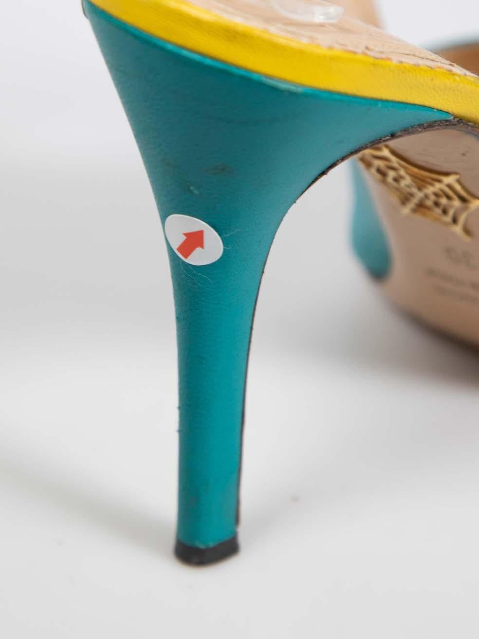Charlotte Olympia Turquoise Leather Spur Stud Heels Size IT 39 For Sale ...