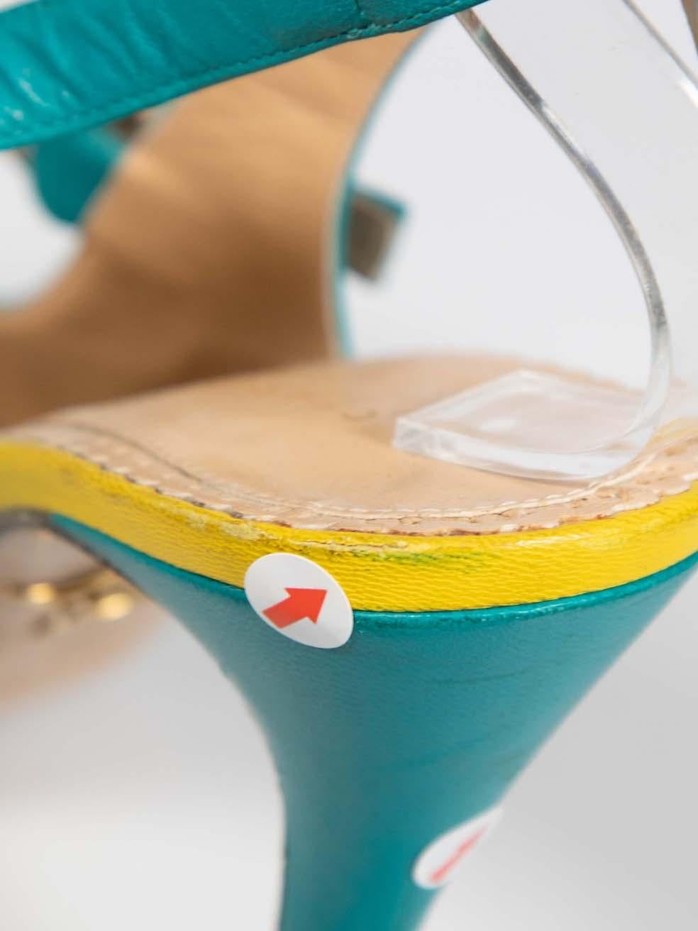 Charlotte Olympia Turquoise Leather Spur Stud Heels Size IT 39 For Sale ...