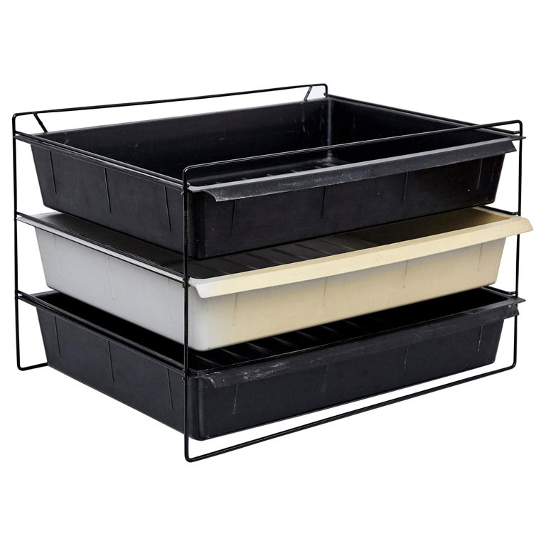 Charlotte Perriand Mid-Century Modern Metal and Plastic File Rack ...