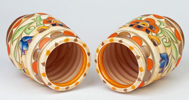 Charlotte Rhead Pair of Art Deco Crown Ducal Tube Lined Pottery Vases ...