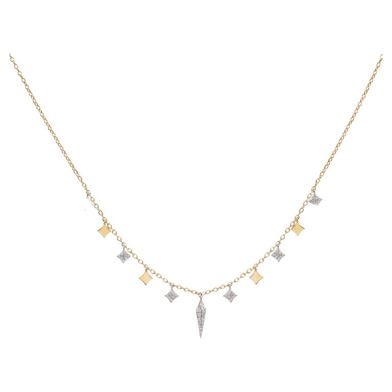 Charm Diamond Chain Necklace in 18K Yellow Gold For Sale at 1stDibs