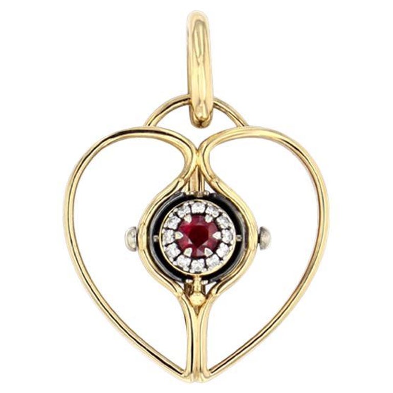 Charm Diamonds Coeur Ruby Mira in 18K Yellow Gold by Elie Top For Sale ...