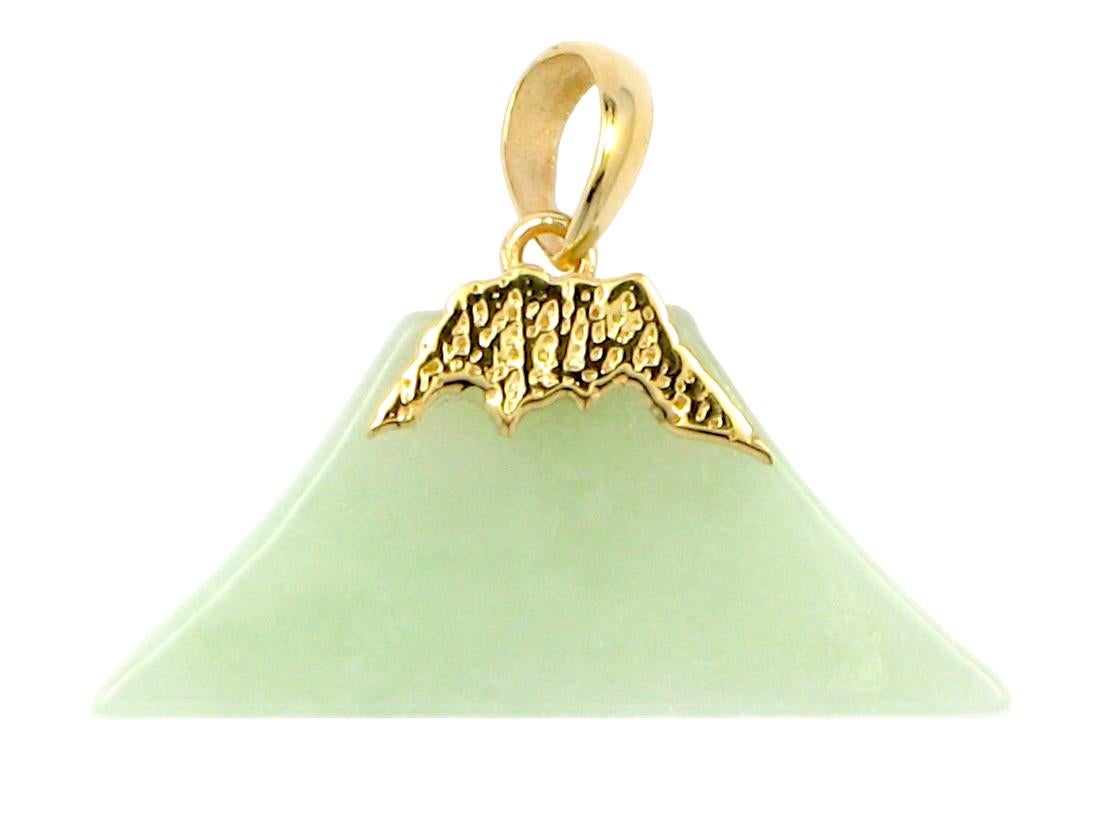 Charm of Fuji Burmese Green A-Jade Jadeite Pendant (with 18K Yellow ...