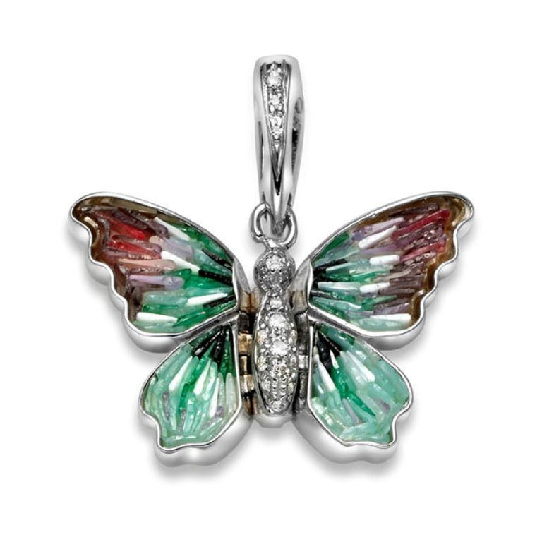 Charm Pendant White Gold White Diamonds Hand Decorated with Micro ...