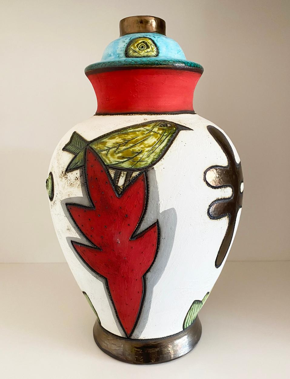 Charmaine Haines 'South African' Art Pottery, Face and Fish Vase For ...