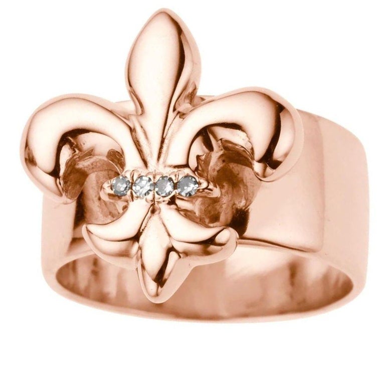 Customizable Charmed by a Cause Fleur-de-lis Ring Rose Gold/Diamonds ...