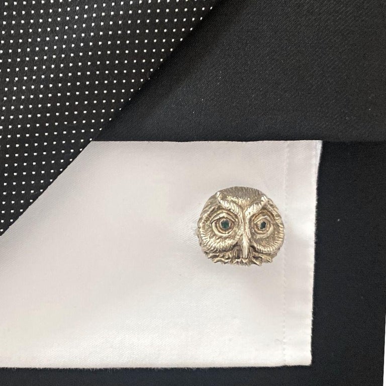 Charmed by a Cause Owl Animal Cufflinks Sterling Silver For Sale at 1stDibs