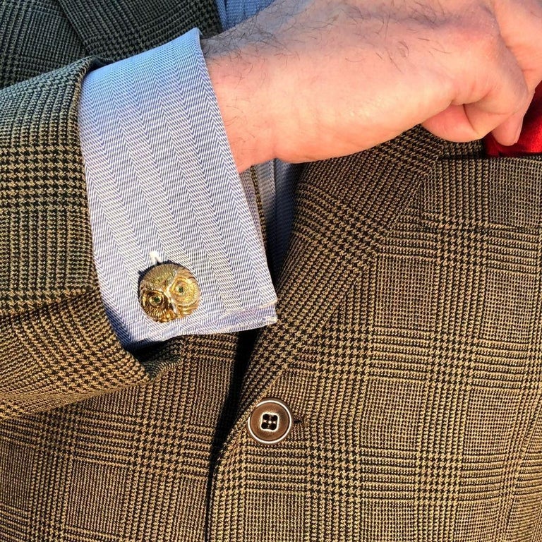 Charmed by a Cause Owl Animal Cufflinks Sterling Silver For Sale at 1stDibs