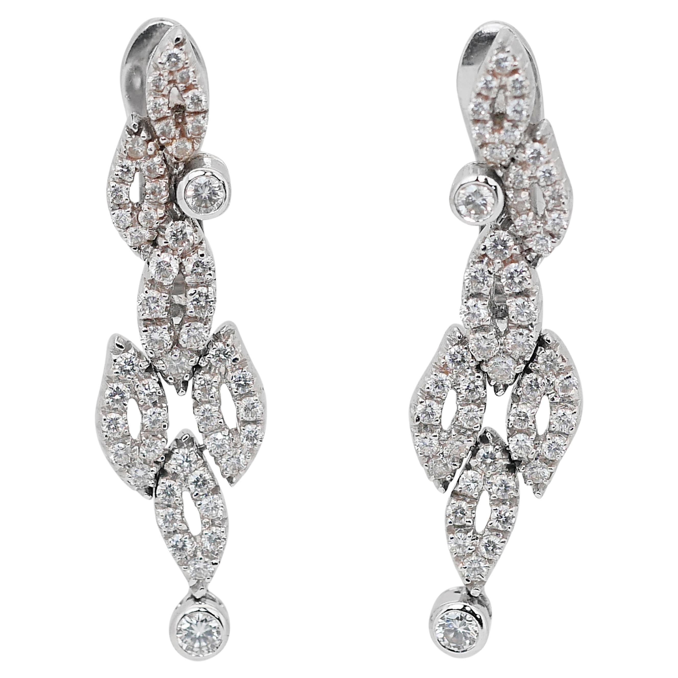 Elegant 1.57ct Diamonds Drop Earrings in 18k White Gold - GIA Certified ...