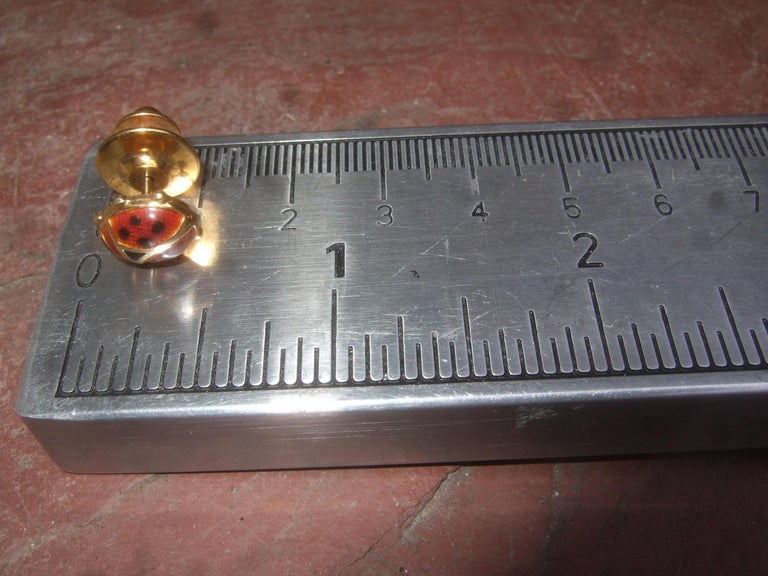 Charming 18k Gold Tiny Italian Enamel Ladybug Tie Tack or Lapel Pin c ...