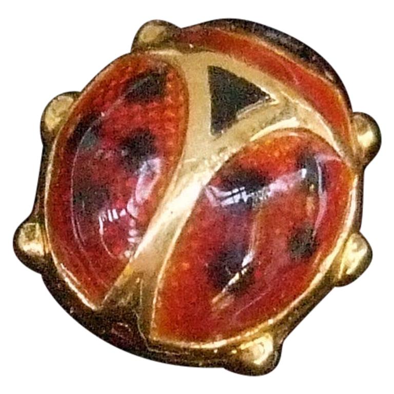 Charming 18k Gold Tiny Italian Enamel Ladybug Tie Tack or Lapel Pin c ...