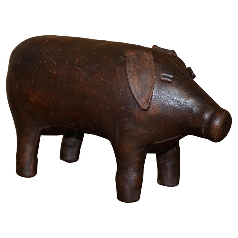Charming 1930''s Liberty''s London Omersa Brown Leather Pig Footstool ...