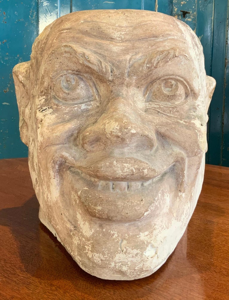 Charming 1930s Plaster Smiling Bust Planter For Sale at 1stDibs