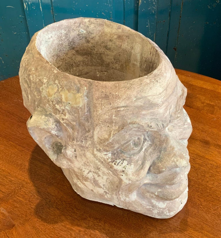 Charming 1930s Plaster Smiling Bust Planter For Sale at 1stDibs