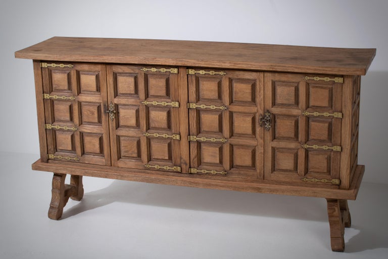 Charming 1950s French Alpine Sideboard, Rustic Elegance with Authentic Imperfec For Sale at 1stDibs