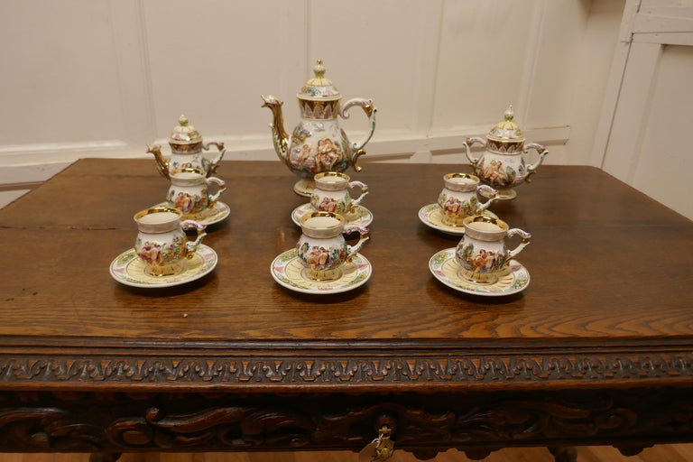 Charming 20th Century Capodimonte Coffee Set For Sale at 1stDibs