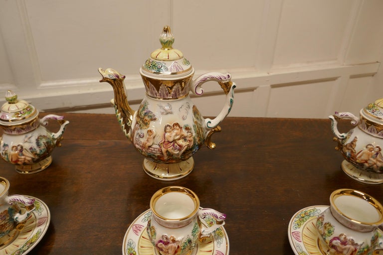 Charming 20th Century Capodimonte Coffee Set For Sale at 1stDibs