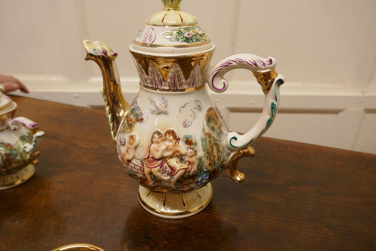 Charming 20th Century Capodimonte Coffee Set For Sale at 1stDibs