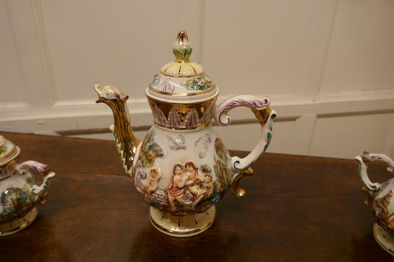 Charming 20th Century Capodimonte Coffee Set For Sale at 1stDibs