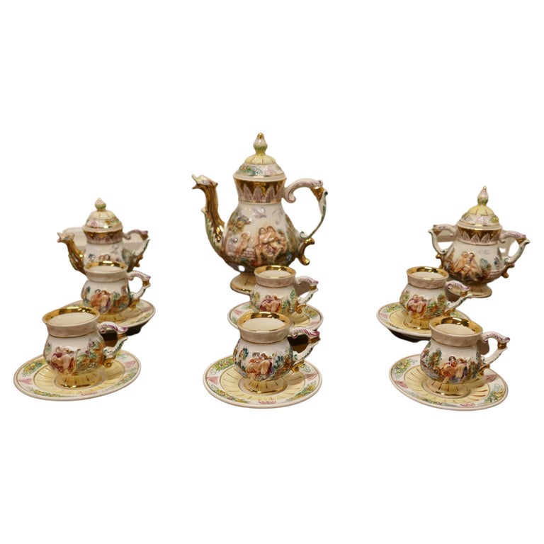 Charming 20th Century Capodimonte Coffee Set For Sale at 1stDibs