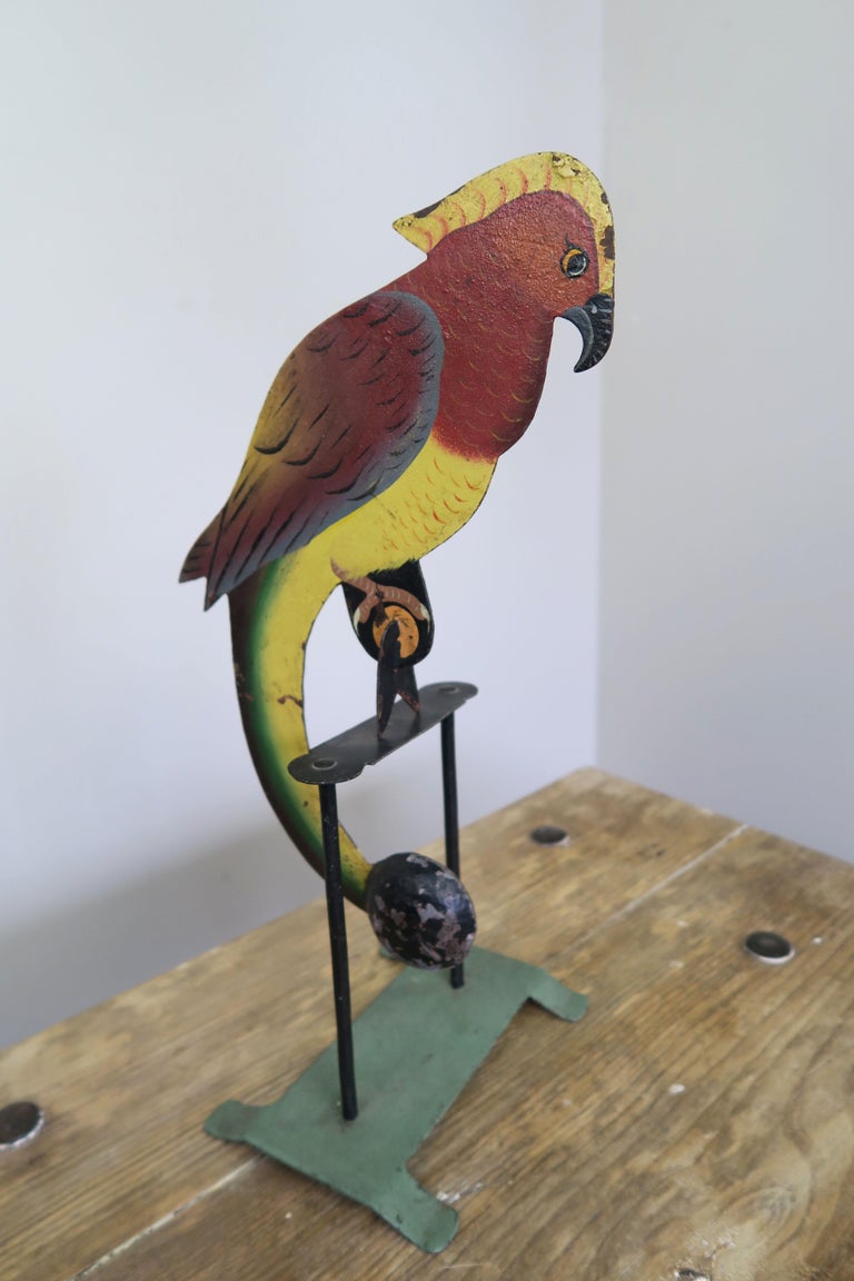 Charming American Folk Art Piece Depicting Balancing Parrot For Sale at ...