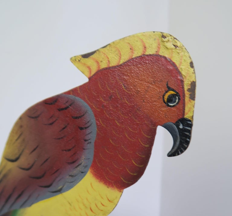 Charming American Folk Art Piece Depicting Balancing Parrot For Sale at ...
