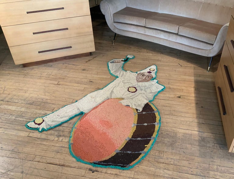 Charming and Unique Handwoven Pagliacci Canio Clown Rug For Sale at 1stDibs