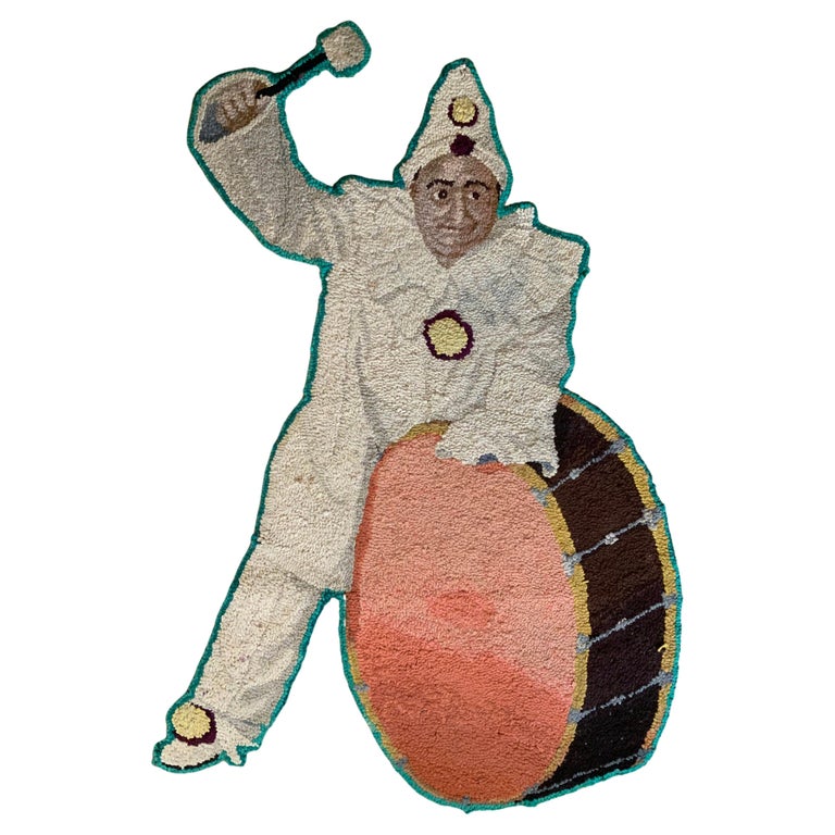 Charming and Unique Handwoven Pagliacci Canio Clown Rug For Sale at 1stDibs