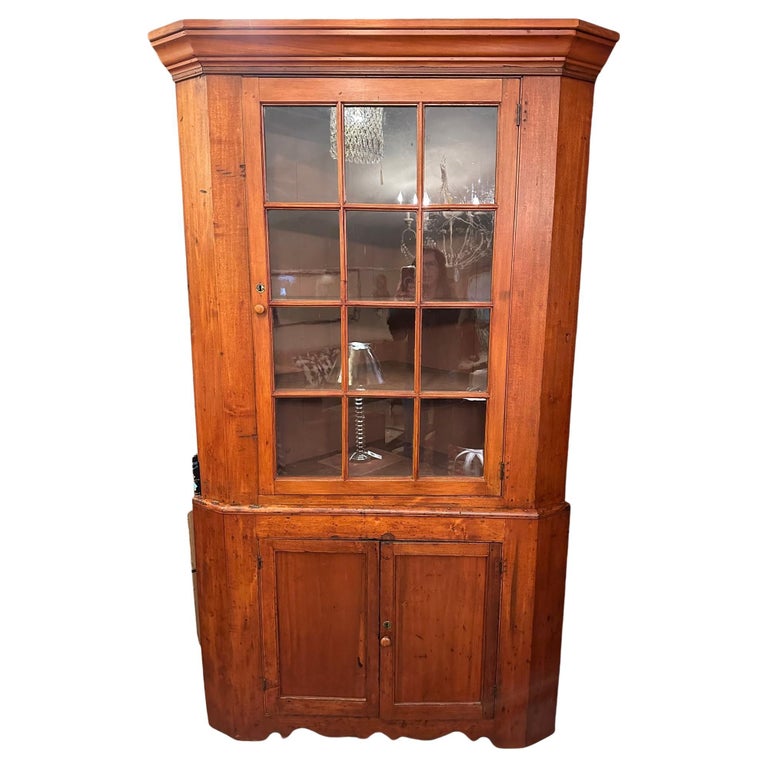 Charming Antique Warm Wood Corner Cupboard For Sale at 1stDibs