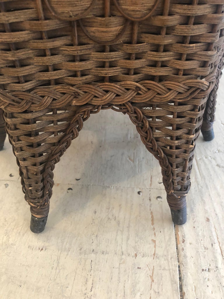 Charming Antique Wicker and Rattan Hexagonal End Side Drinks Table For ...