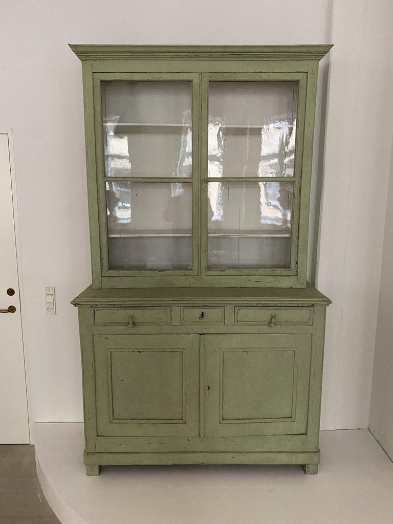 Charming Apple Green Display Cabinet-France, 1920s France at 1stDibs