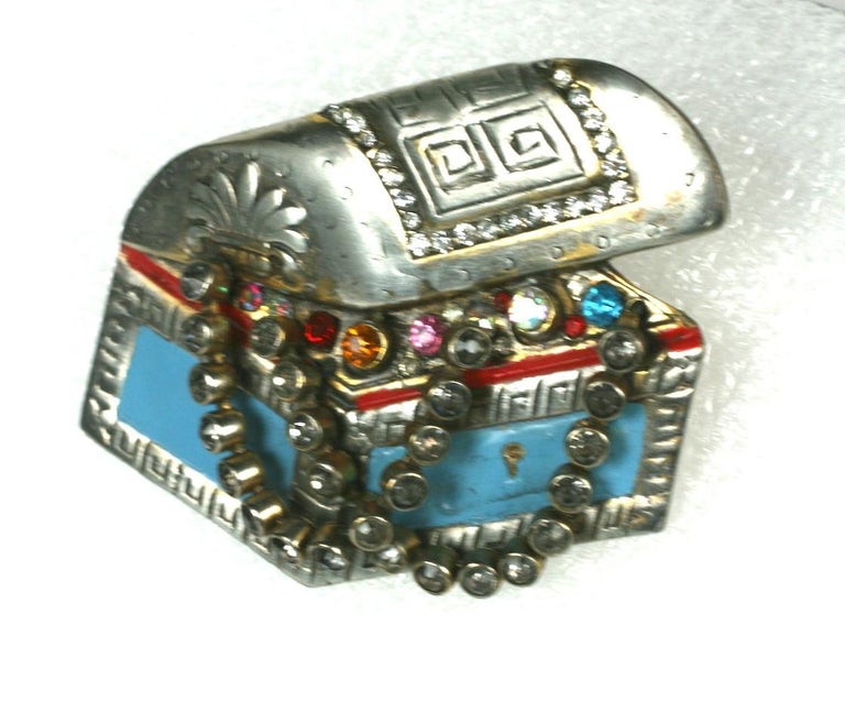 Charming Art Deco Treasure Chest Brooch For Sale at 1stDibs