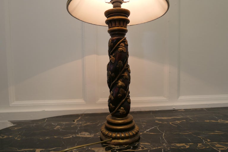 Charming Carved and Gilt Baroque Style Lamp For Sale at 1stDibs