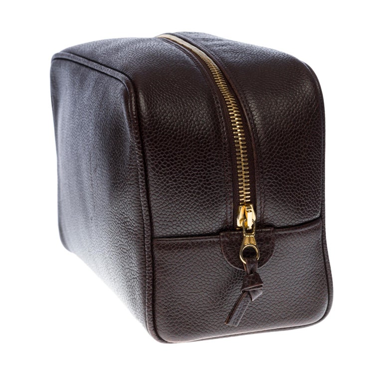 Charming Chanel CC Toilet bag in brown caviar leather For Sale at 1stDibs