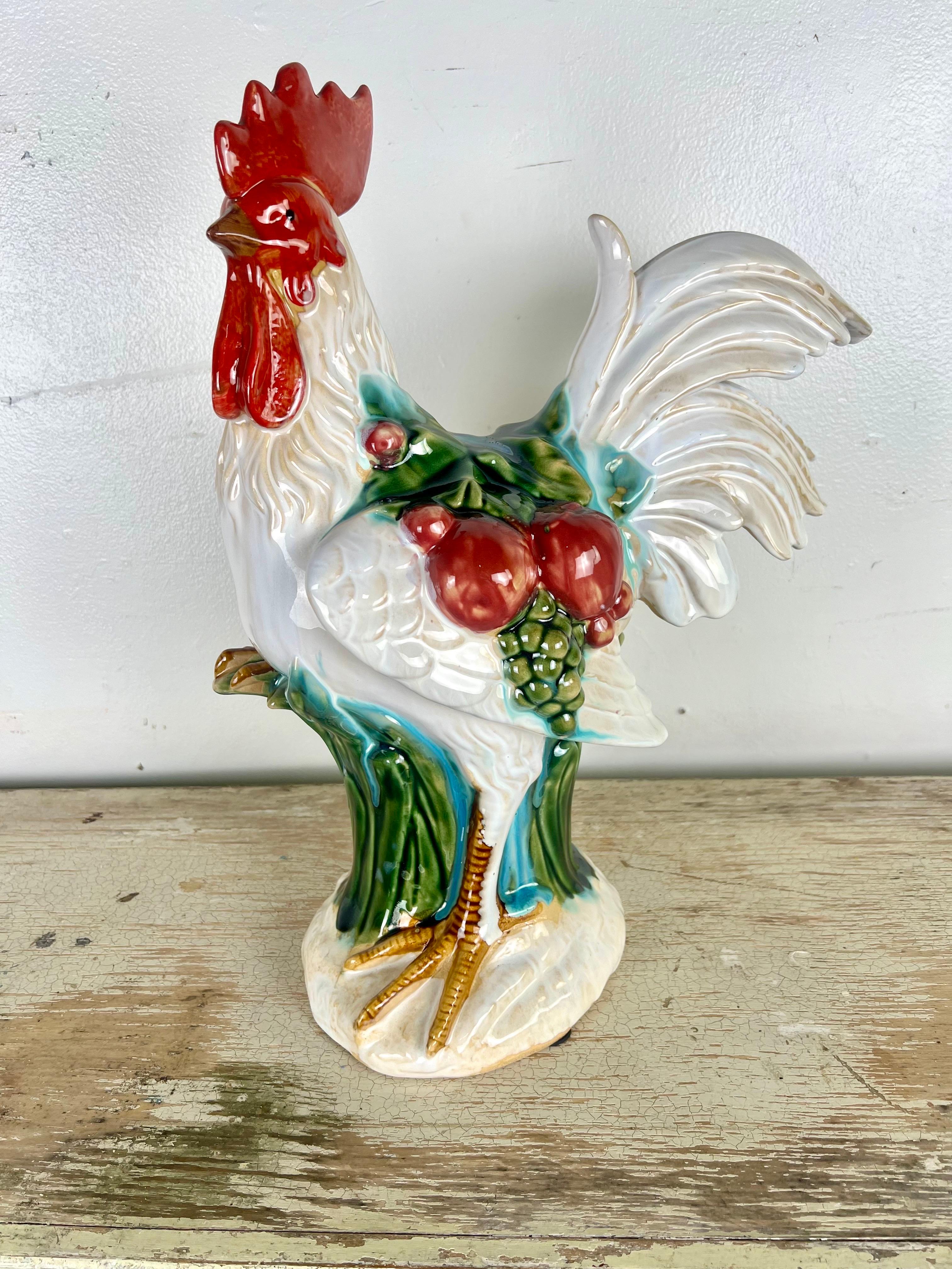 Charming French Glazed Ceramic Chicken C. 1950's For Sale at 1stDibs