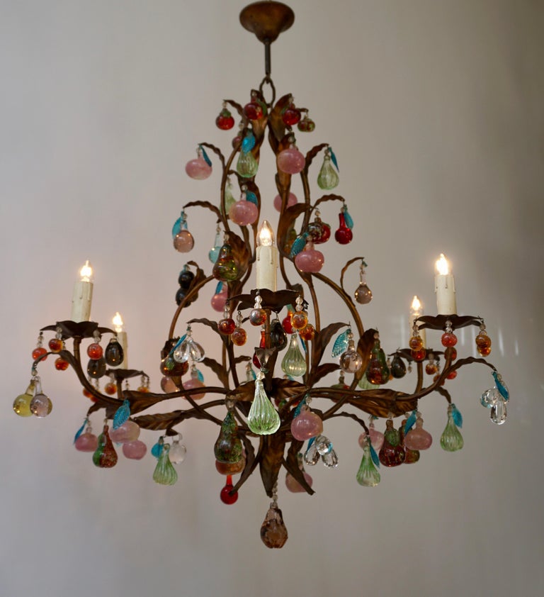 Charming Italian Murano Chandelier with Fruit Pendants in Colored Glass ...