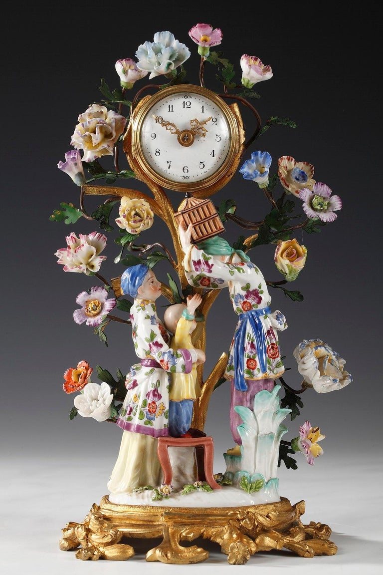 Louis XV Style Porcelain Clock Attributed Samson and Cie, France, Circa ...