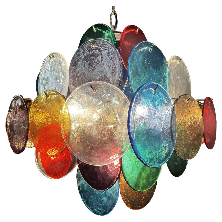 Charming Mid-Century Arlecchino Italian Disc Chandelier, Murano, 1990s ...
