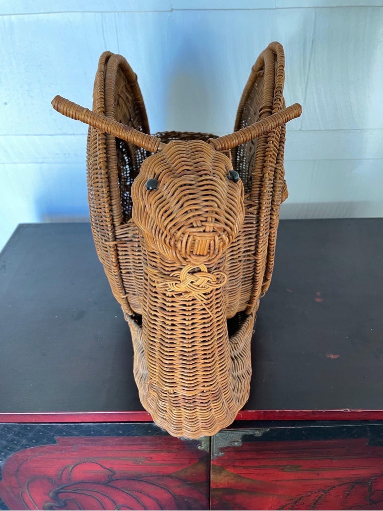 Charming Mid-Century Wicker Magazine Stand in the Shape of a Snail For ...